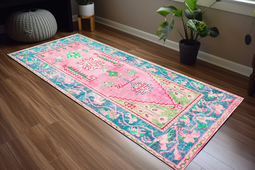 Textured Rug, Pink Blue Rug, Pretty Rug, Soft Colored Rug, Bath Mat ...