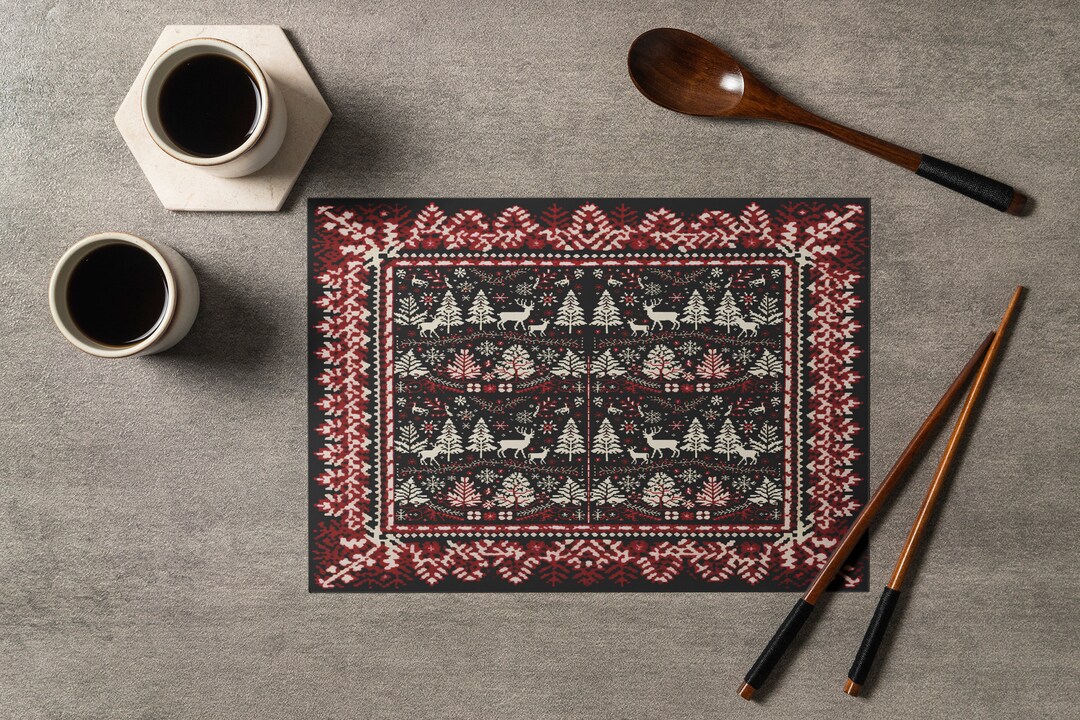 Poinsettia Service Mat, Xmas Nativity Table Dressing, Noble Placemats ...