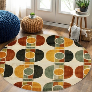 Circle Area Rug, Tiles Rug, Soft Color Rug, Handmade Rug, Bathroom Rug ...