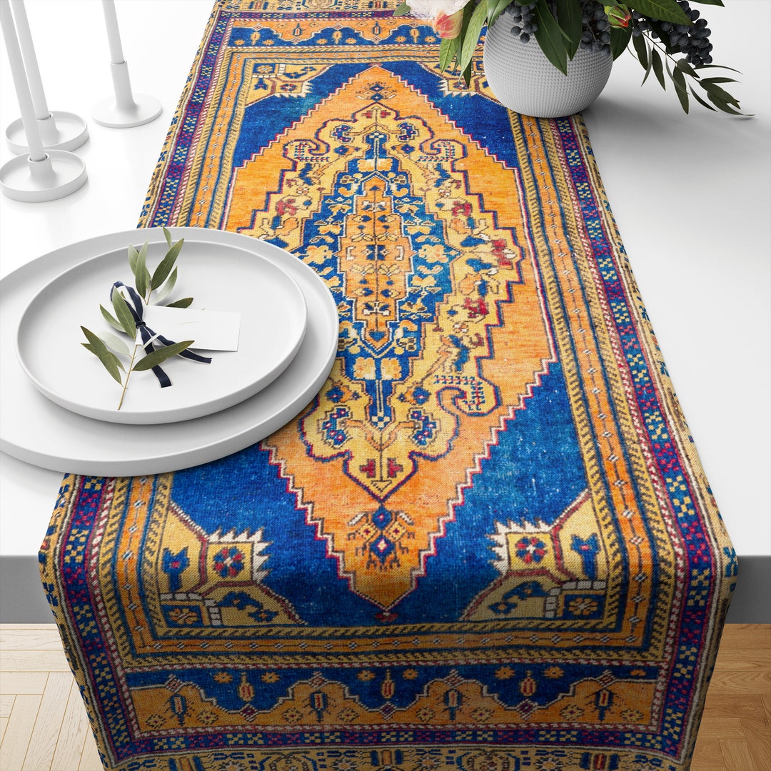 Turkish Rug Table Runner, Console Runner, Kitchen Table Runner, Retro ...