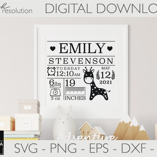 Baby Stats SVG Baby Birth Announcement Template Svg Baby - Etsy