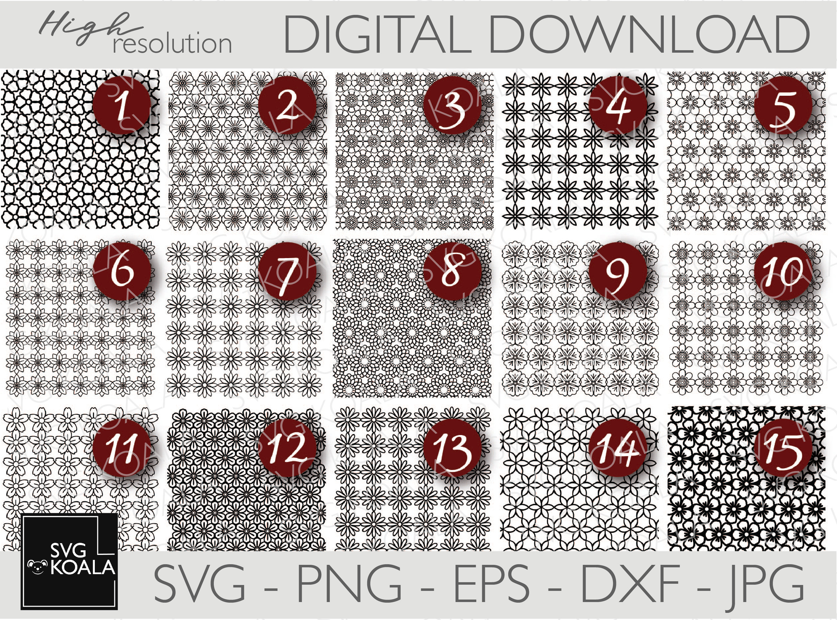 Floral Pattern SVG Bundle | Background SVG | Seamless Background SVG ...