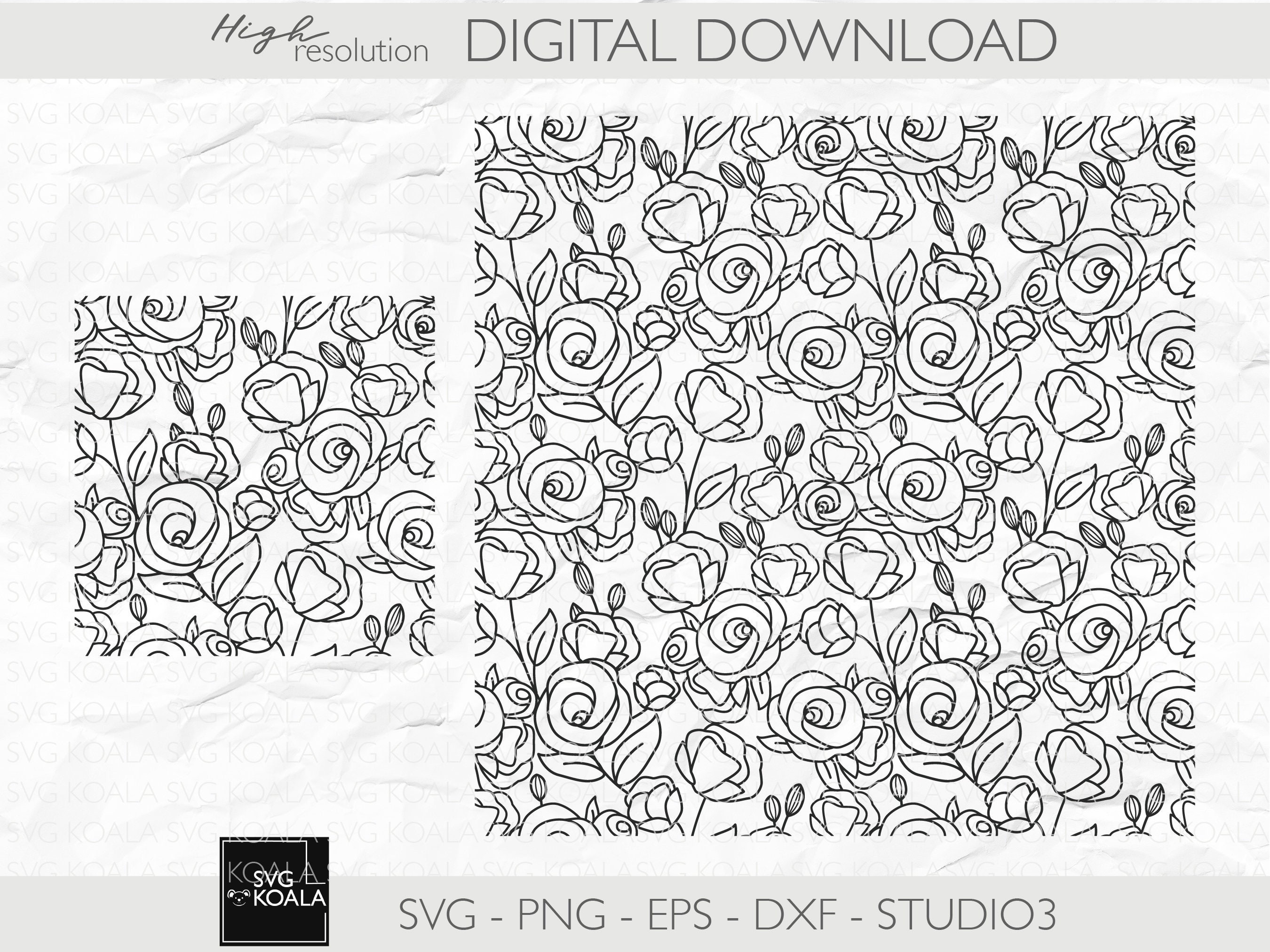 Seamless Rose Pattern 2 SVG| Floral Pattern SVG | Seamless Background ...