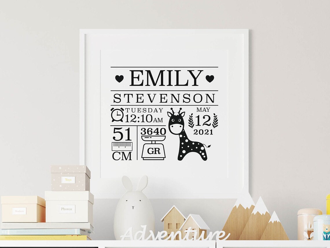 Metric Baby Stats Bundle SVG | Baby Birth Announcement Template | Baby ...