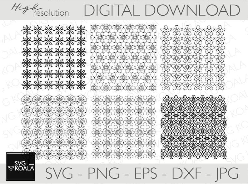 Blumenmuster SVG Bundle | Hintergrund SVG | Nahtloser Hintergrund SVG ...