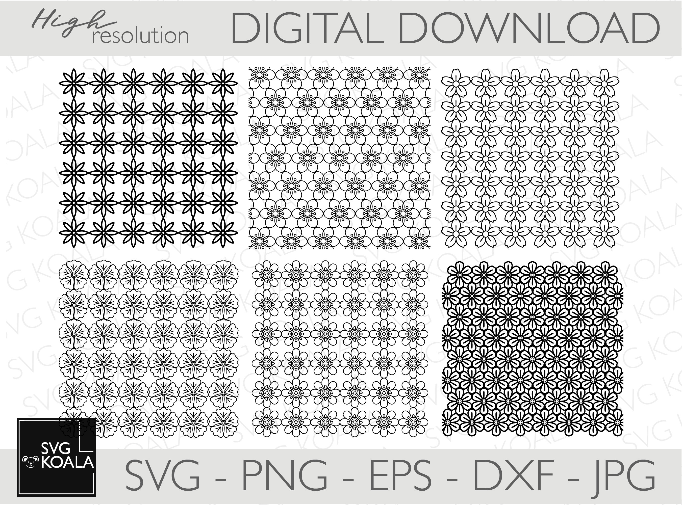 Floral Pattern SVG Bundle | Background SVG | Seamless Background SVG ...