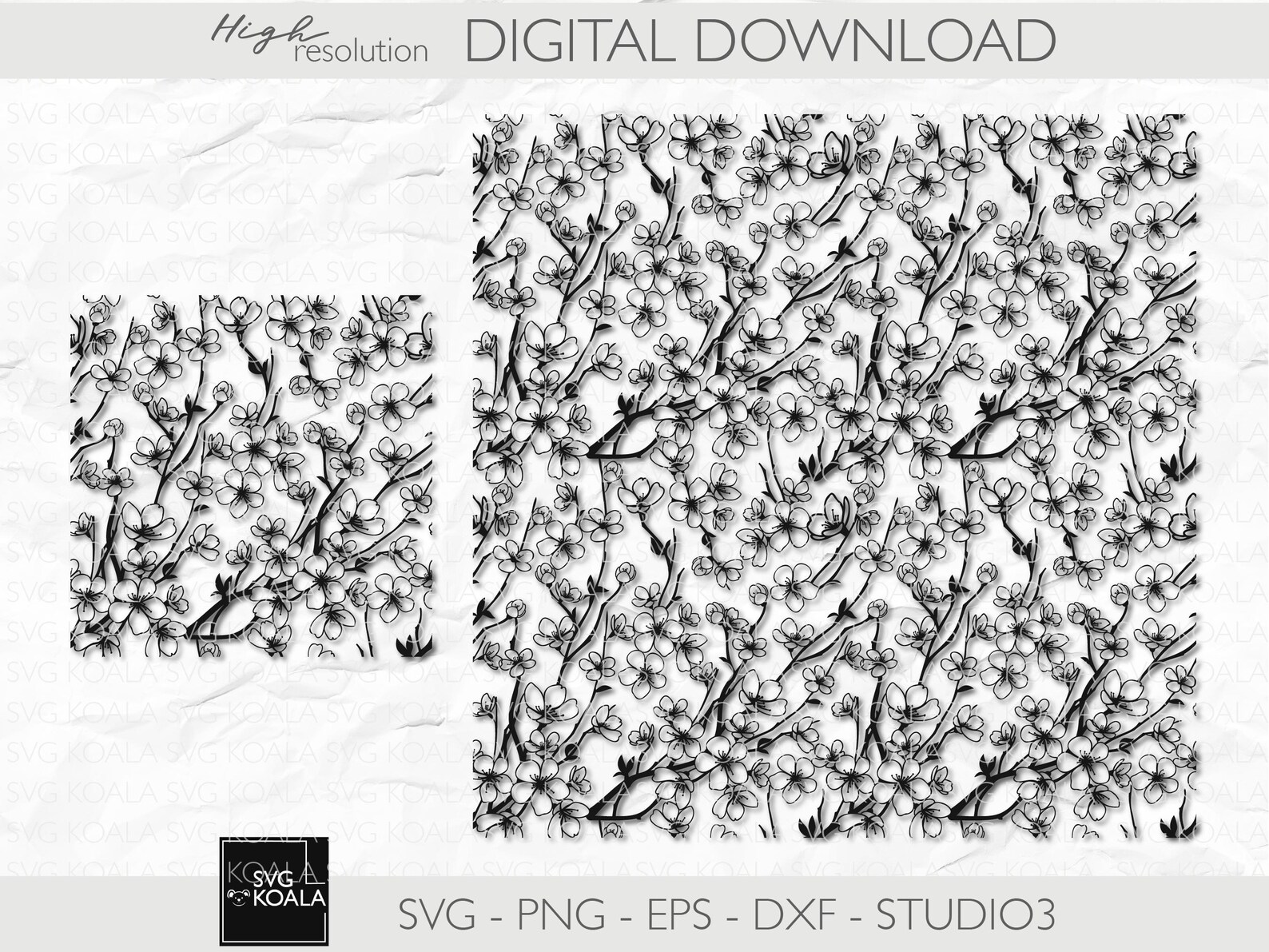 Seamless Sakura Pattern SVG | Cherry Blossom Pattern SVG | Seamless ...