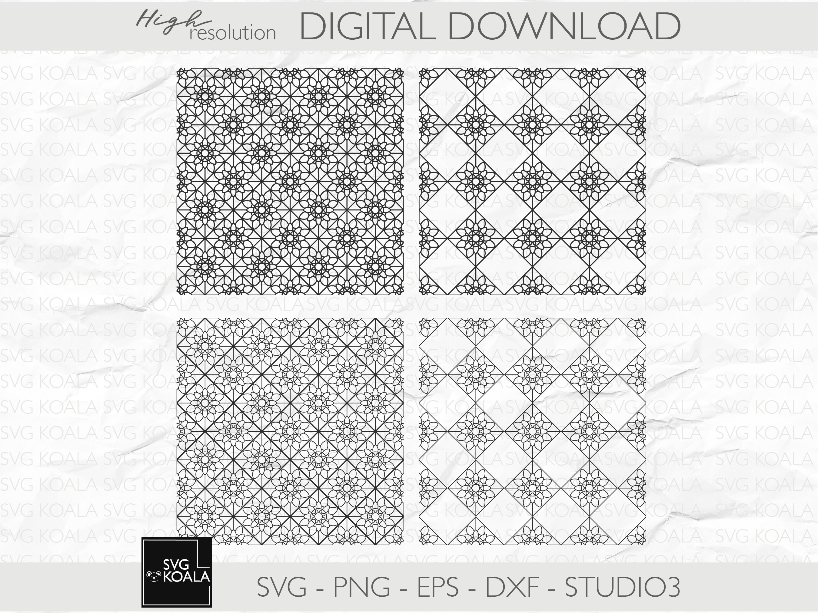 Abstract Floral Pattern SVG Bundle Background SVG Seamless Floral SVG ...