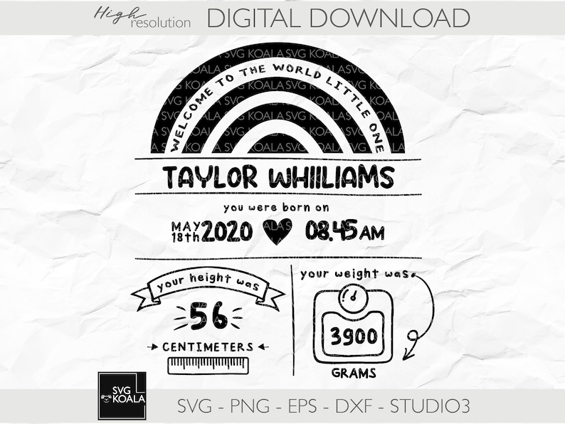 Metric Baby Stats SVG | Baby Birth Announcement Template | Baby Shower ...