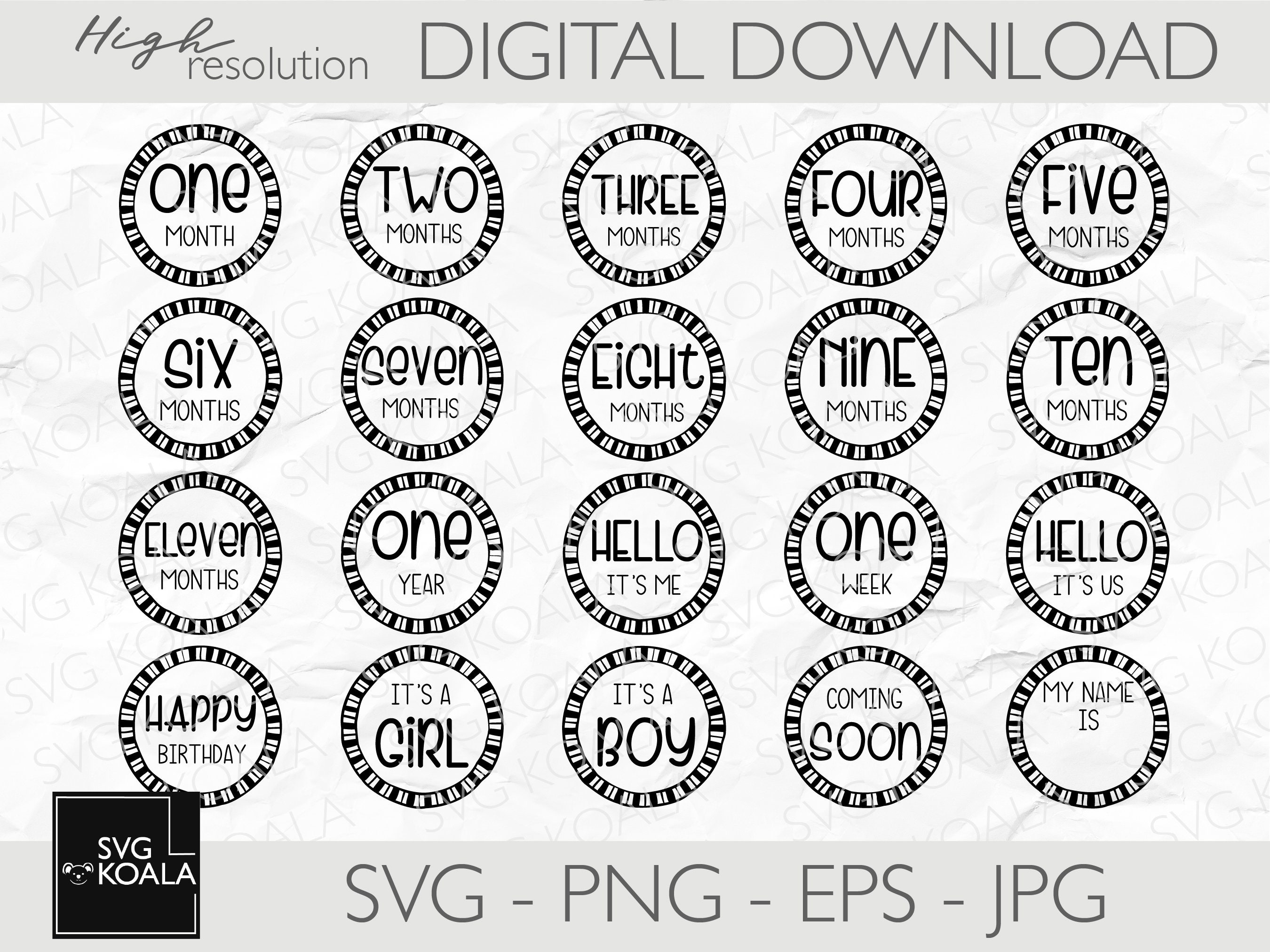 Baby Milestone SVG | Baby Achievements SVG | Round Baby Milestone SVG ...