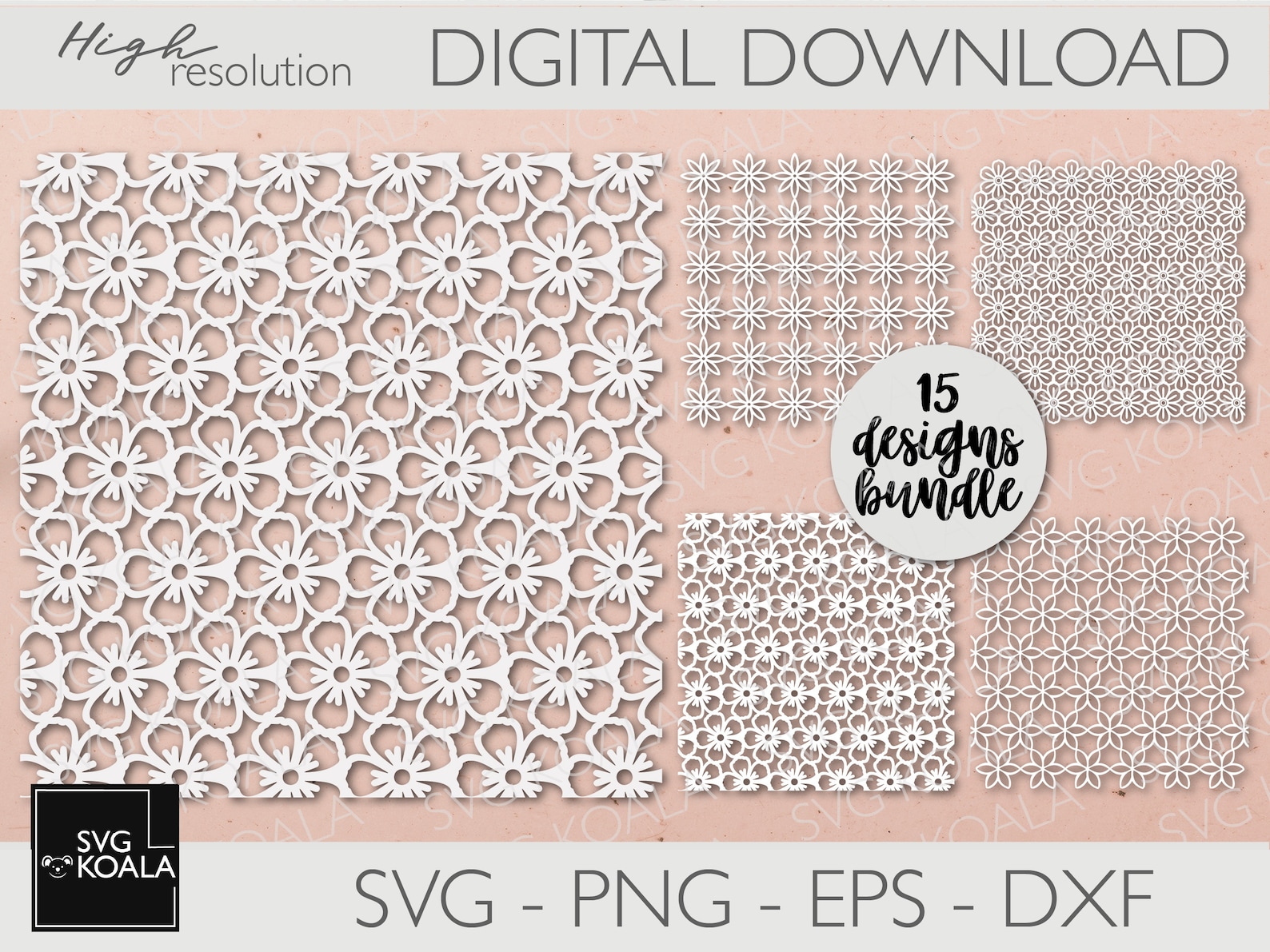Floral Pattern SVG Bundle | Background SVG | Seamless Background SVG ...