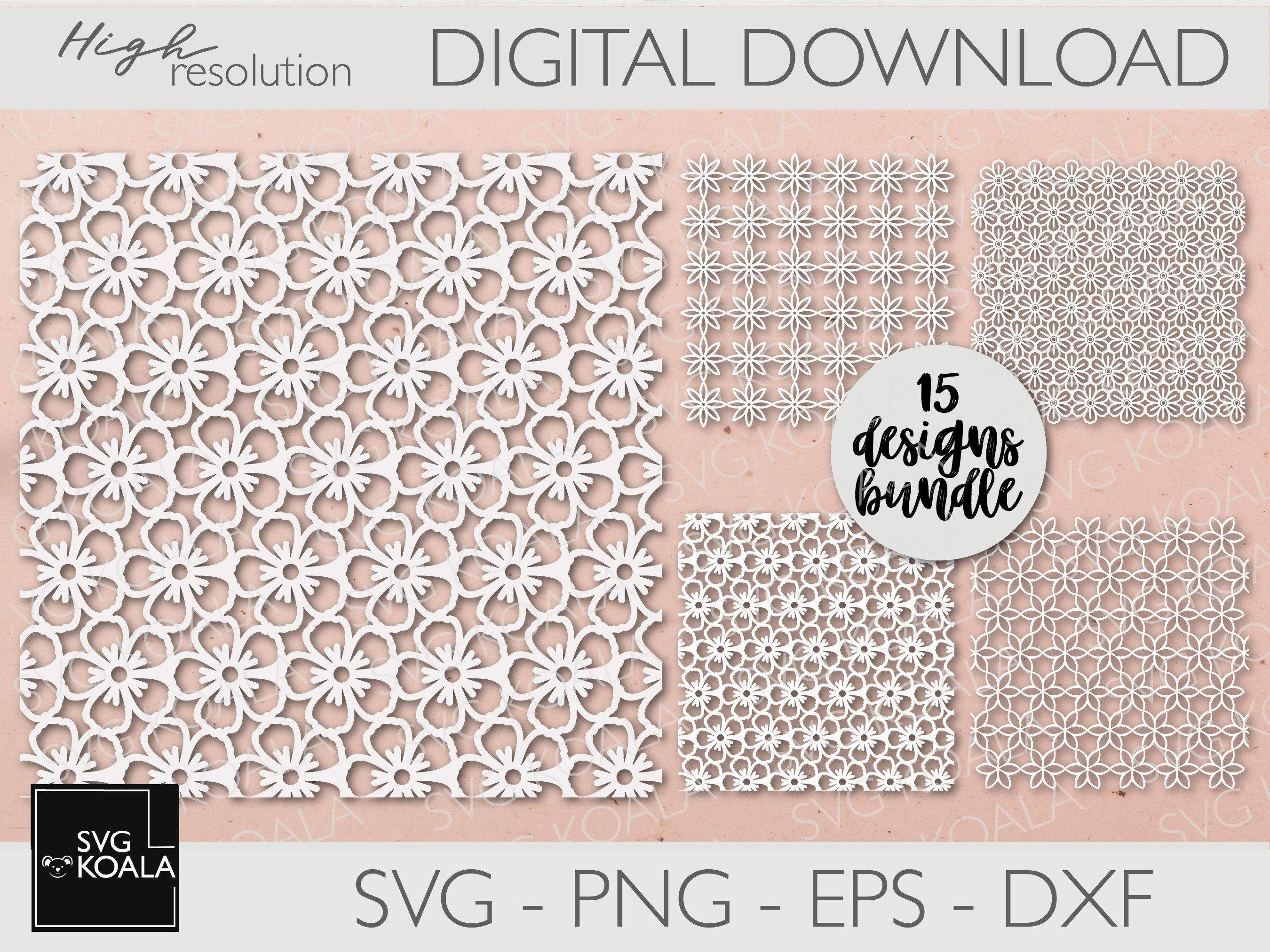 Floral Pattern SVG Bundle | Background SVG | Seamless Background SVG ...