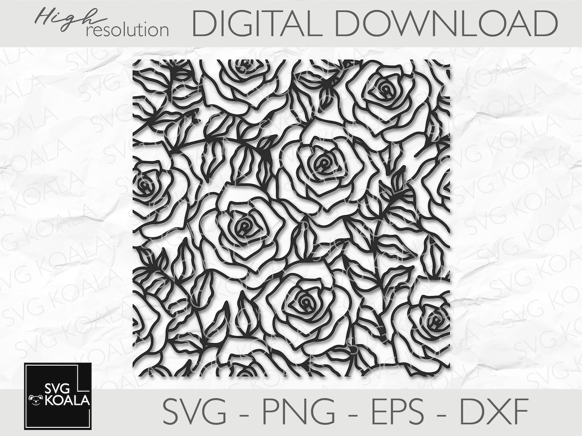 Seamless Rose Pattern SVG| Floral Pattern SVG | Seamless Background SVG ...