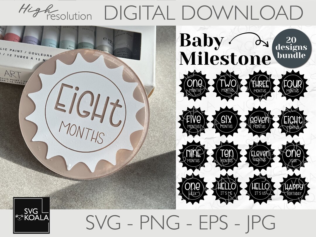 Baby Milestone SVG | Baby Achievements SVG | Round Baby Milestone SVG ...