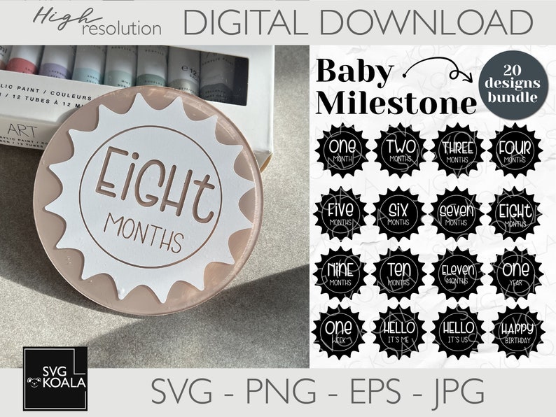 Baby Milestone SVG | Baby Achievements SVG | Round Baby Milestone SVG ...
