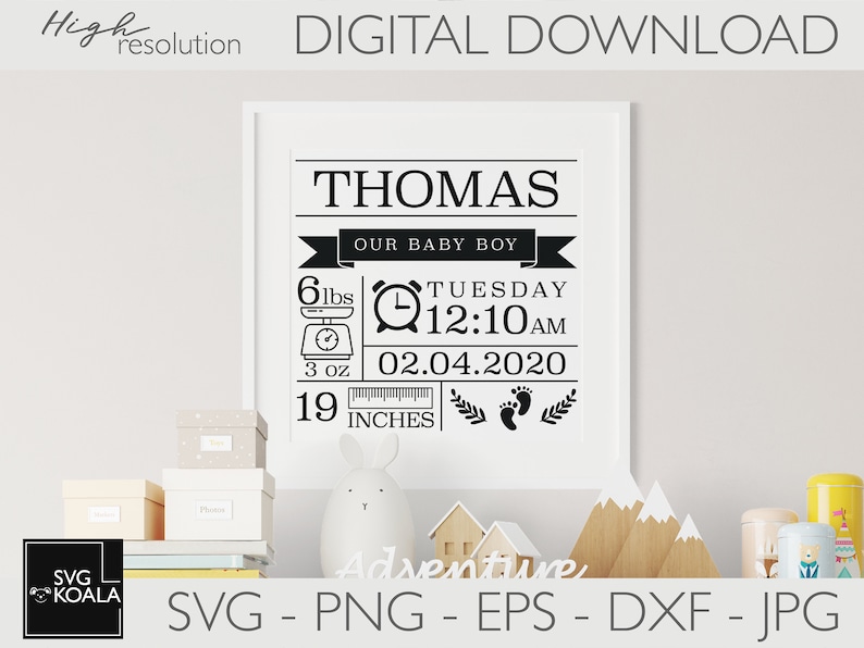 Baby Stats Bundle SVG | Baby Birth Announcement Template Svg | Baby ...