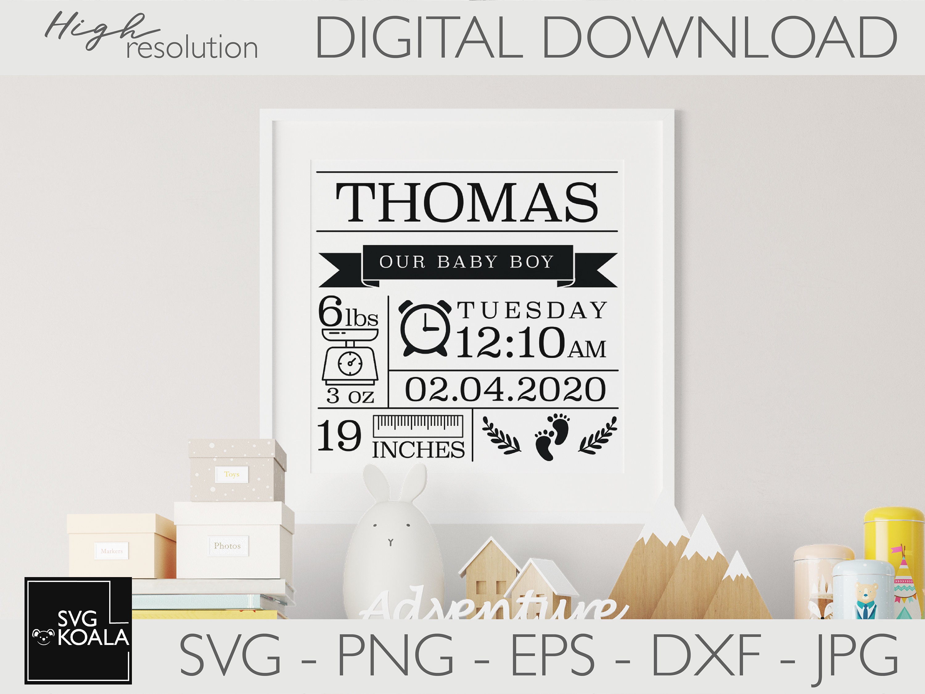 Baby Stats Bundle SVG | Baby Birth Announcement Template Svg | Baby ...
