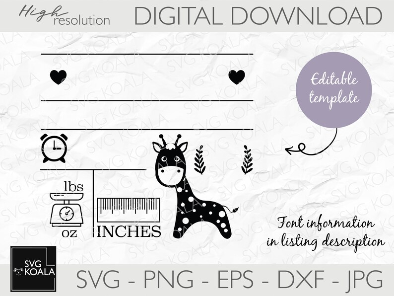 Baby Stats SVG | Baby Birth Announcement Template Svg | Baby Shower Svg ...
