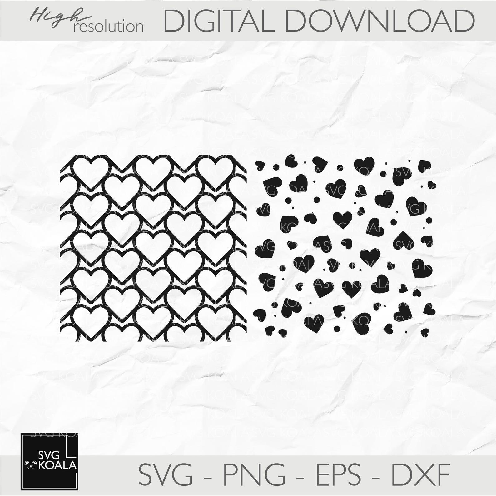 Seamless Hearts Pattern SVG Bundle | Hearts Background SVG | Seamless ...