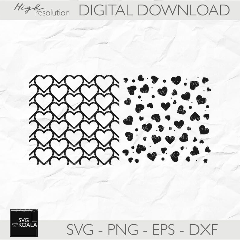 Seamless Hearts Pattern SVG Bundle | Hearts Background SVG | Seamless ...