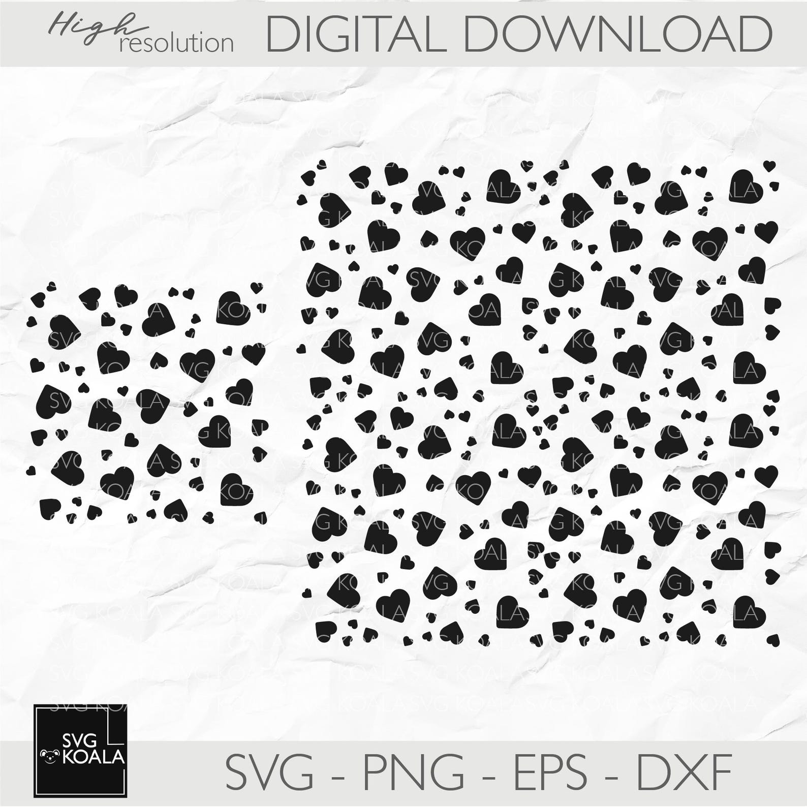 Seamless Hearts Pattern SVG Bundle | Hearts Background SVG | Seamless ...