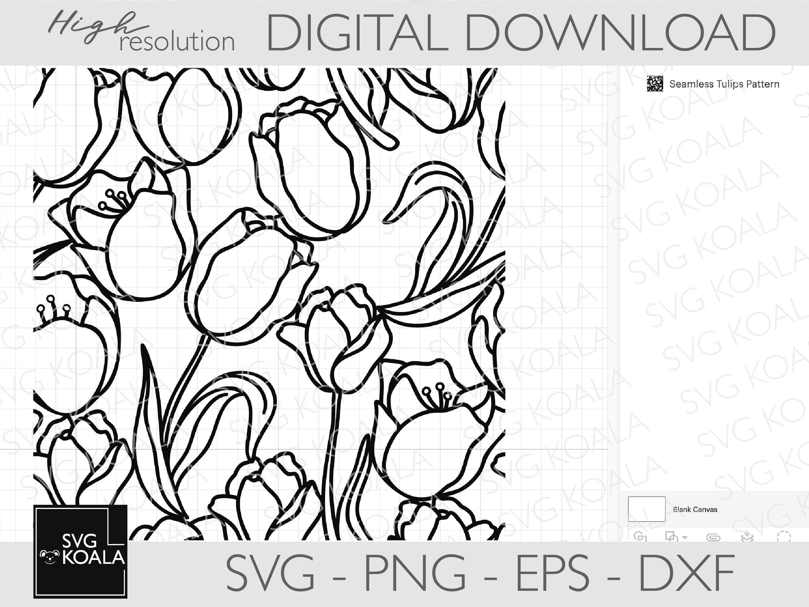 Seamless Tulips Pattern SVG| Floral Pattern SVG | Seamless Background ...