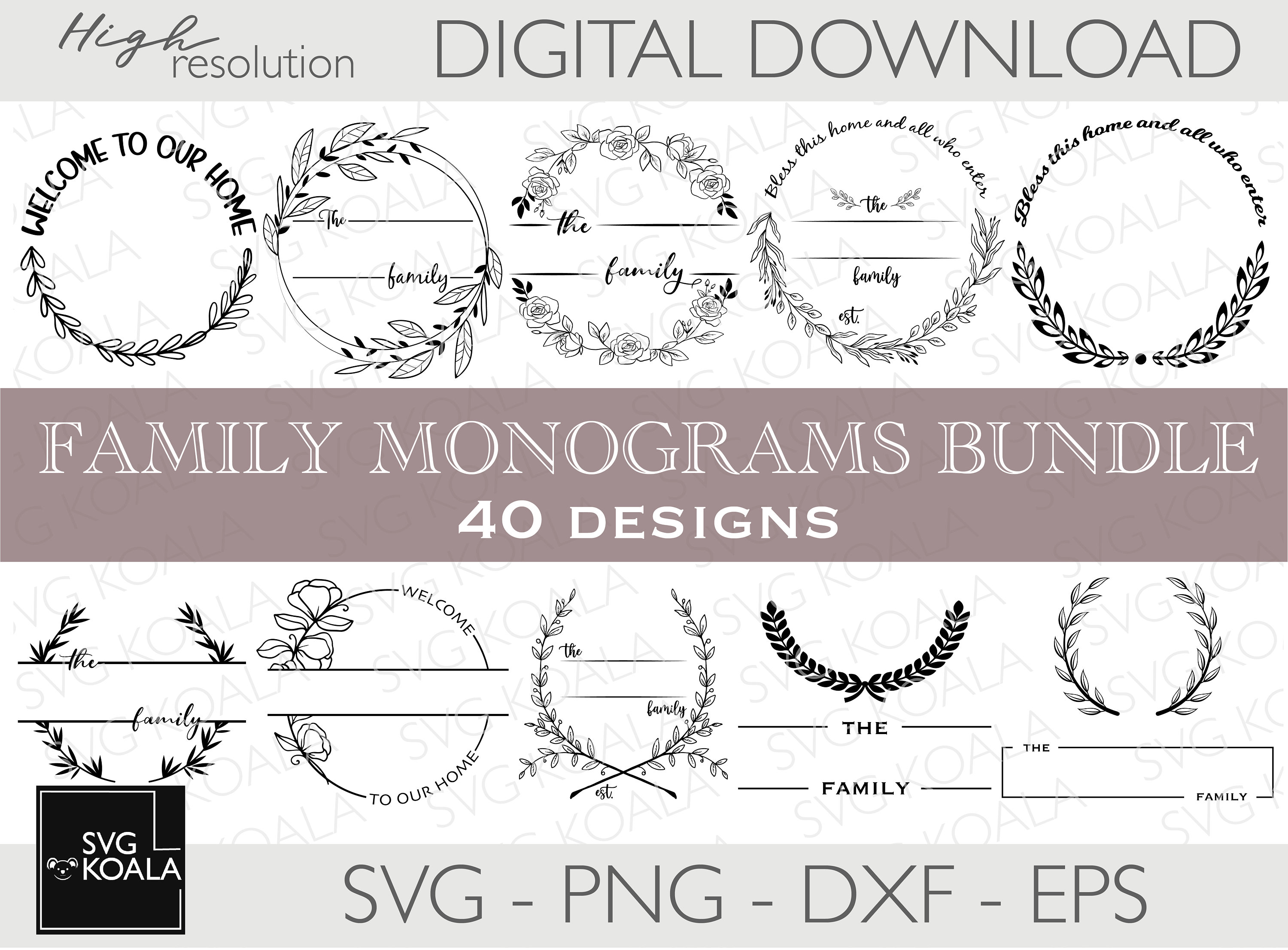 Family Name Monogram SVG Bundle Family Name SVG Family - Etsy