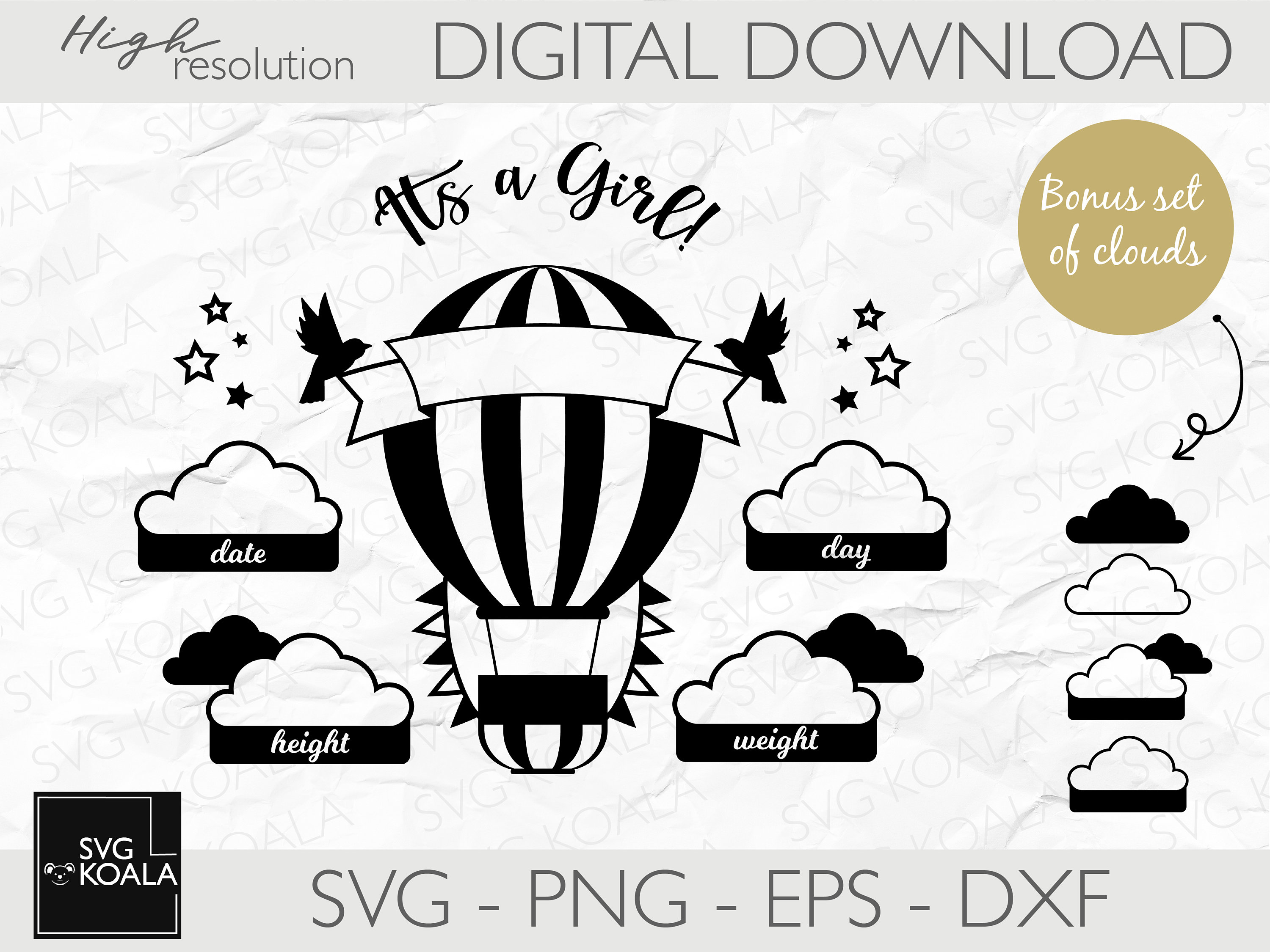 Baby Stats Bundle SVG | Baby Birth Announcement Template Svg | Baby ...