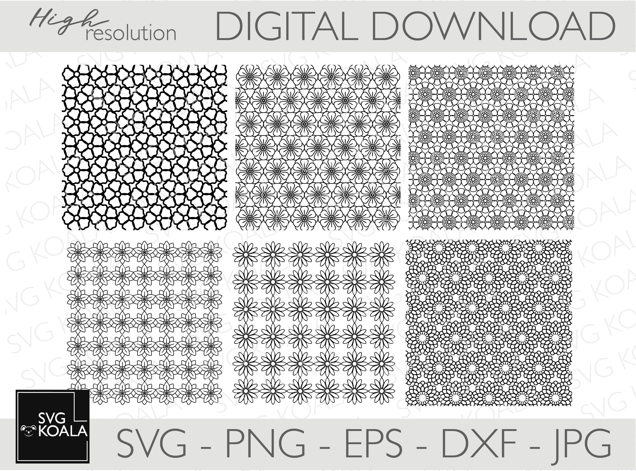 Floral Pattern SVG Bundle | Background SVG | Seamless Background SVG ...