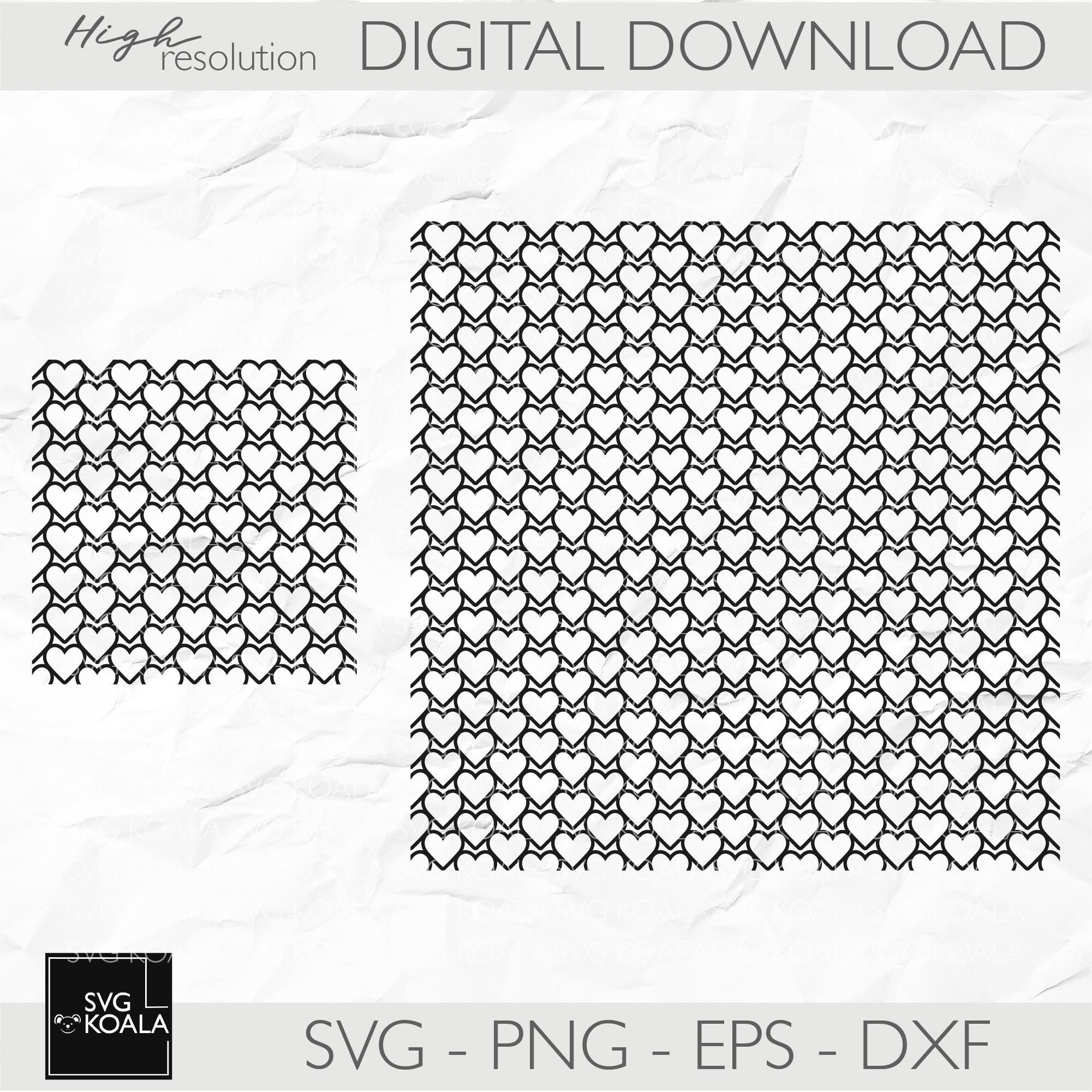Seamless Hearts Pattern SVG Bundle | Hearts Background SVG | Seamless ...