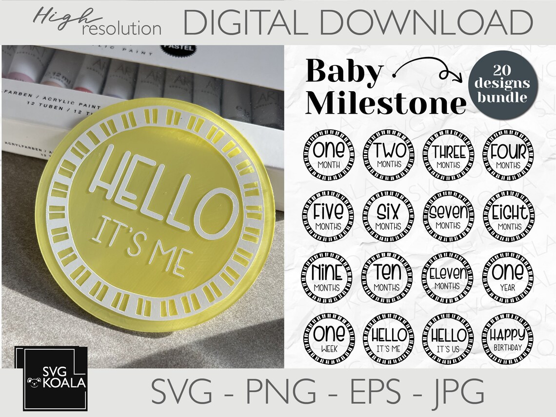 Baby Milestone SVG | Baby Achievements SVG | Round Baby Milestone SVG ...