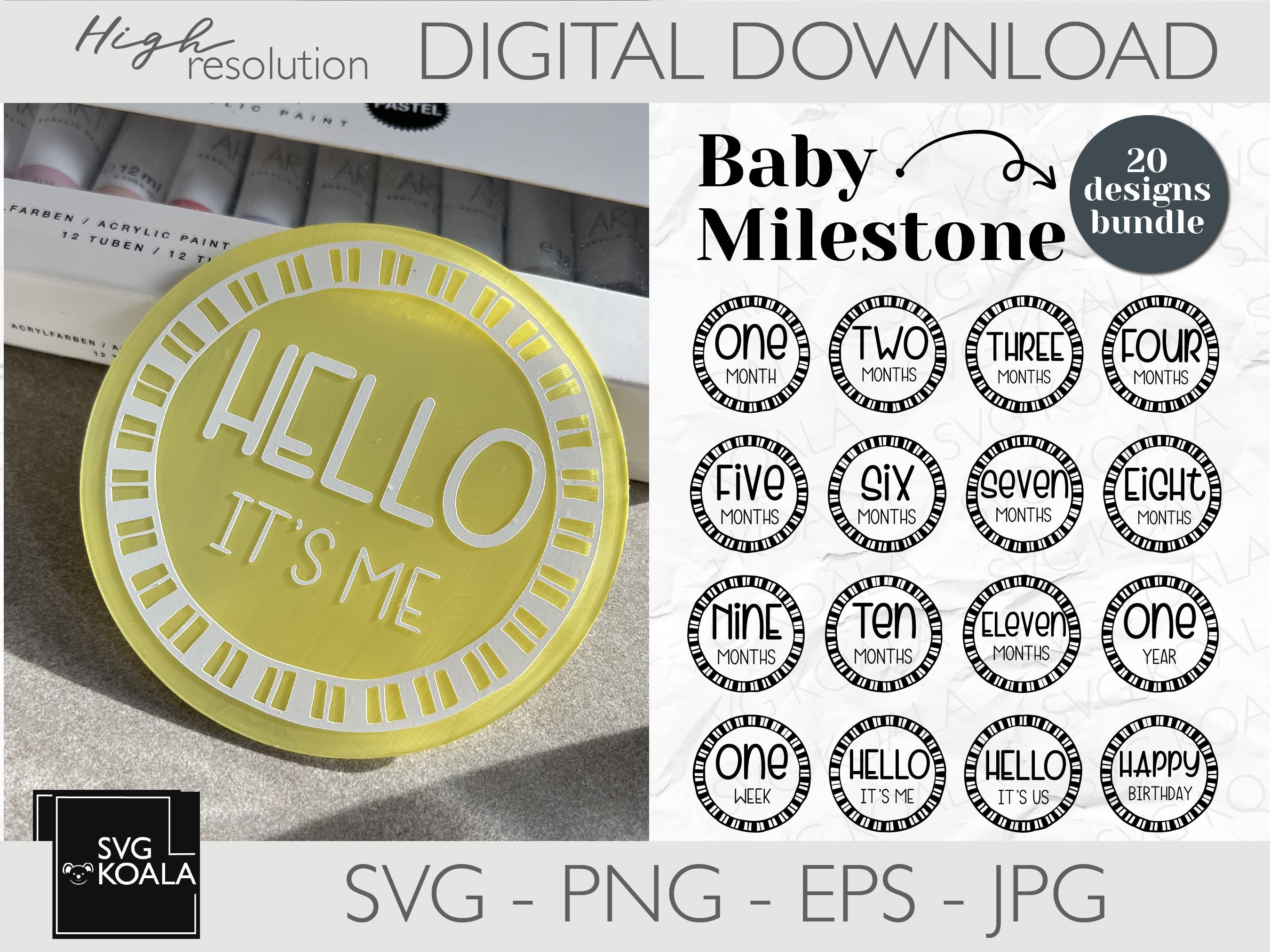Baby Milestone SVG | Baby Achievements SVG | Round Baby Milestone SVG ...