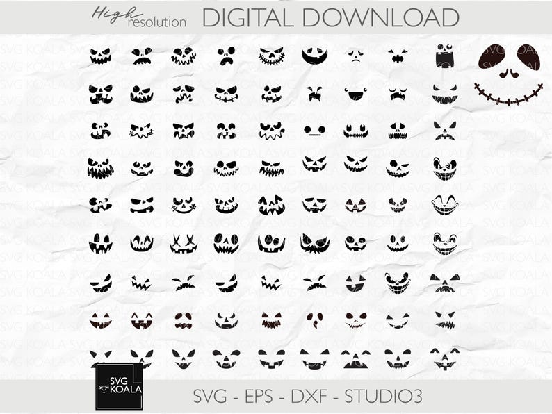 Halloween Pumpkin Face SVG Bundle | Pumpkin Faces SVG | Halloween SVG ...