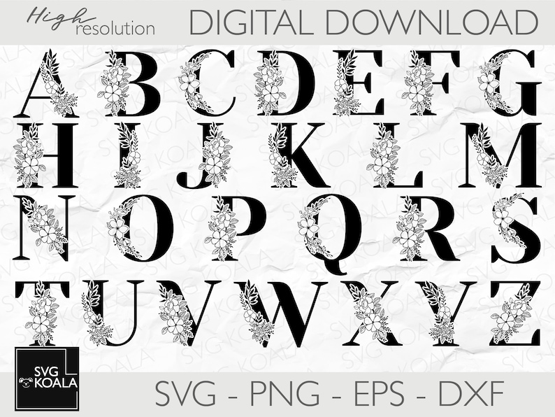 Floral Alphabet SVG | Monogram Letter | Alphabet Clipart | Alphabet PNG ...