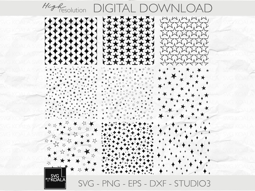 Seamless Stars Pattern SVG Bundle 1 | Stars Background SVG | Seamless ...