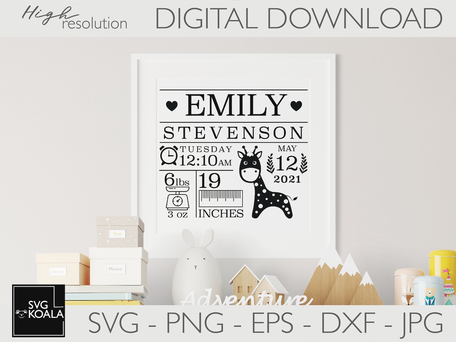 Baby Stats Bundle SVG | Baby Birth Announcement Template Svg | Baby ...