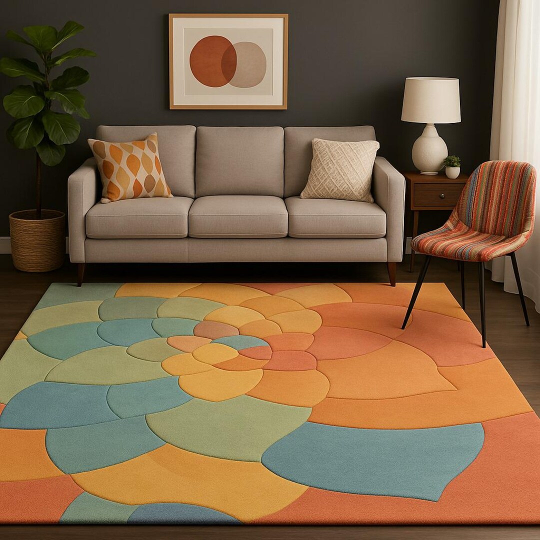 Hand Tufted Colorful Flower Petal Rug – Boho Mandala Accent Carpet - Etsy