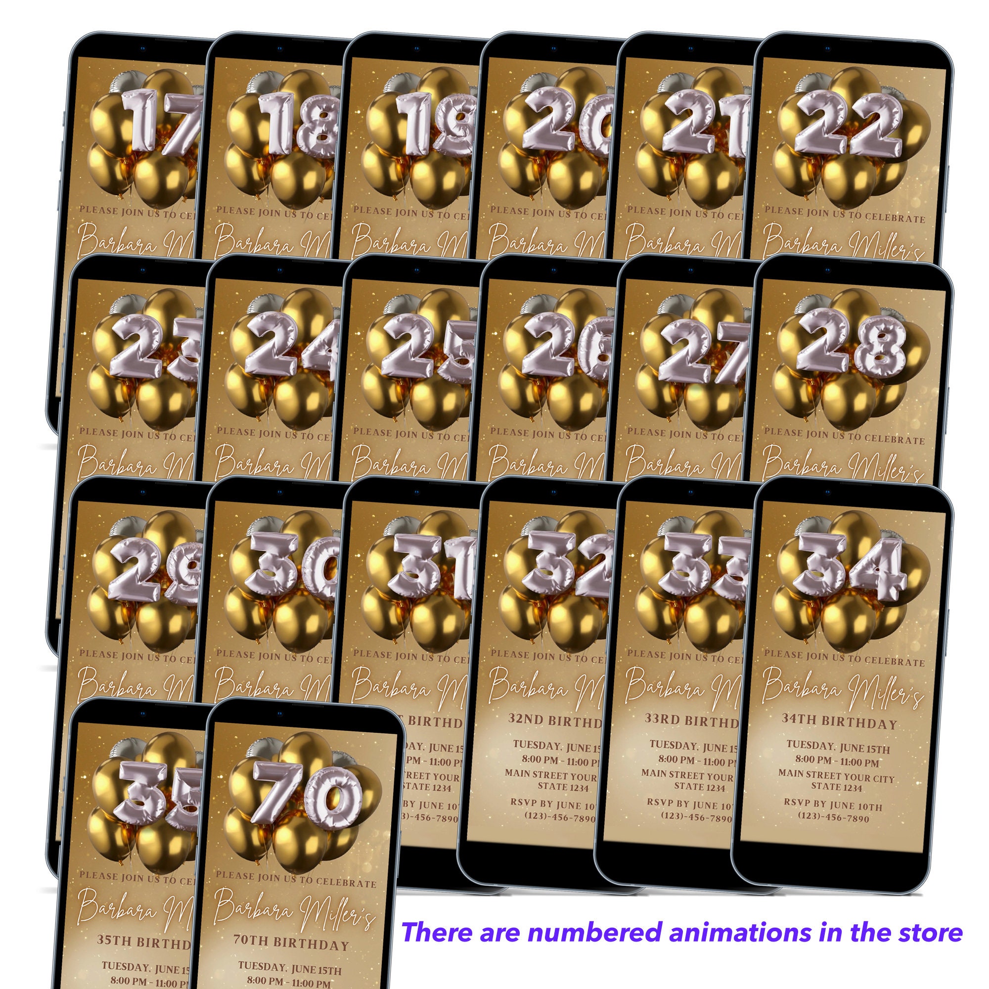 62nd Birthday Gold Silver Digital Invitation, Electronic 62nd Birthday ...
