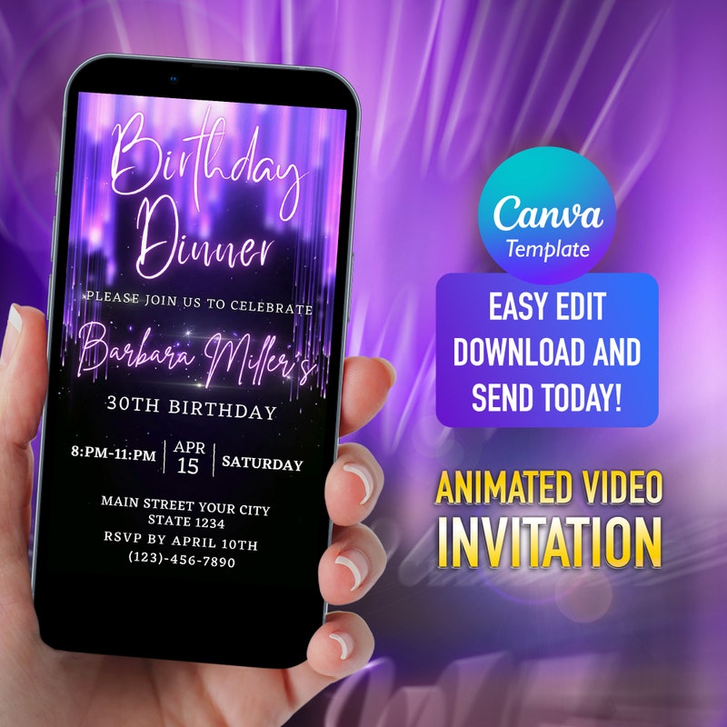 Purple Invitations - Etsy