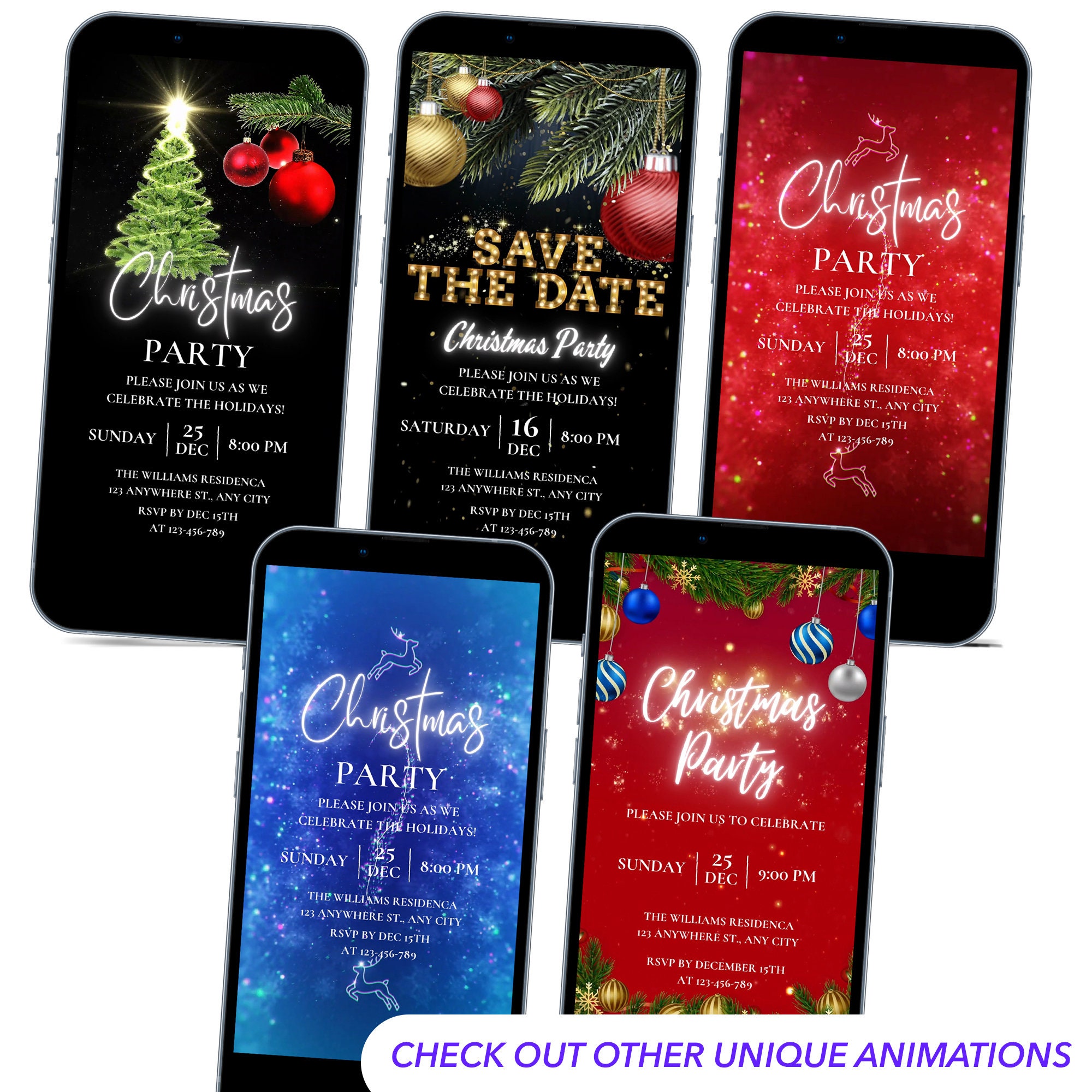 Digital Christmas Party Invitation, Christmas Announcement, Video ...