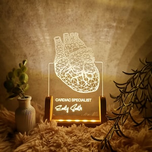 Custom Cardiologist Doctor Gift: Heart Night Light for Cardiac ...