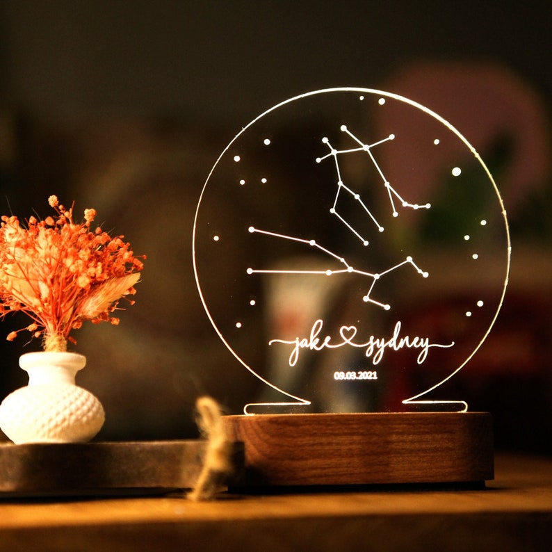 Zodiac Signs Night Light Astrology Valentines Day Gift - Etsy