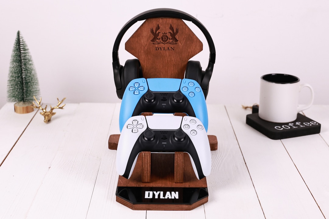 Wooden Controller Holder and Headphone Holder - Custom Gift for Gamer ...