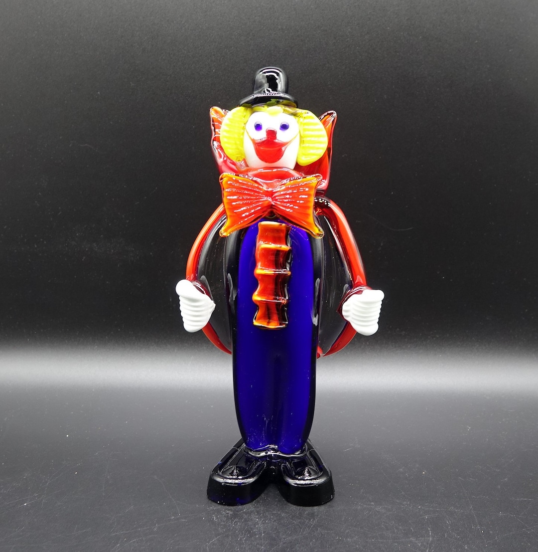 Vintage Art Glass Clown Figurine. Beautiful Red and Blue Hand Blown ...