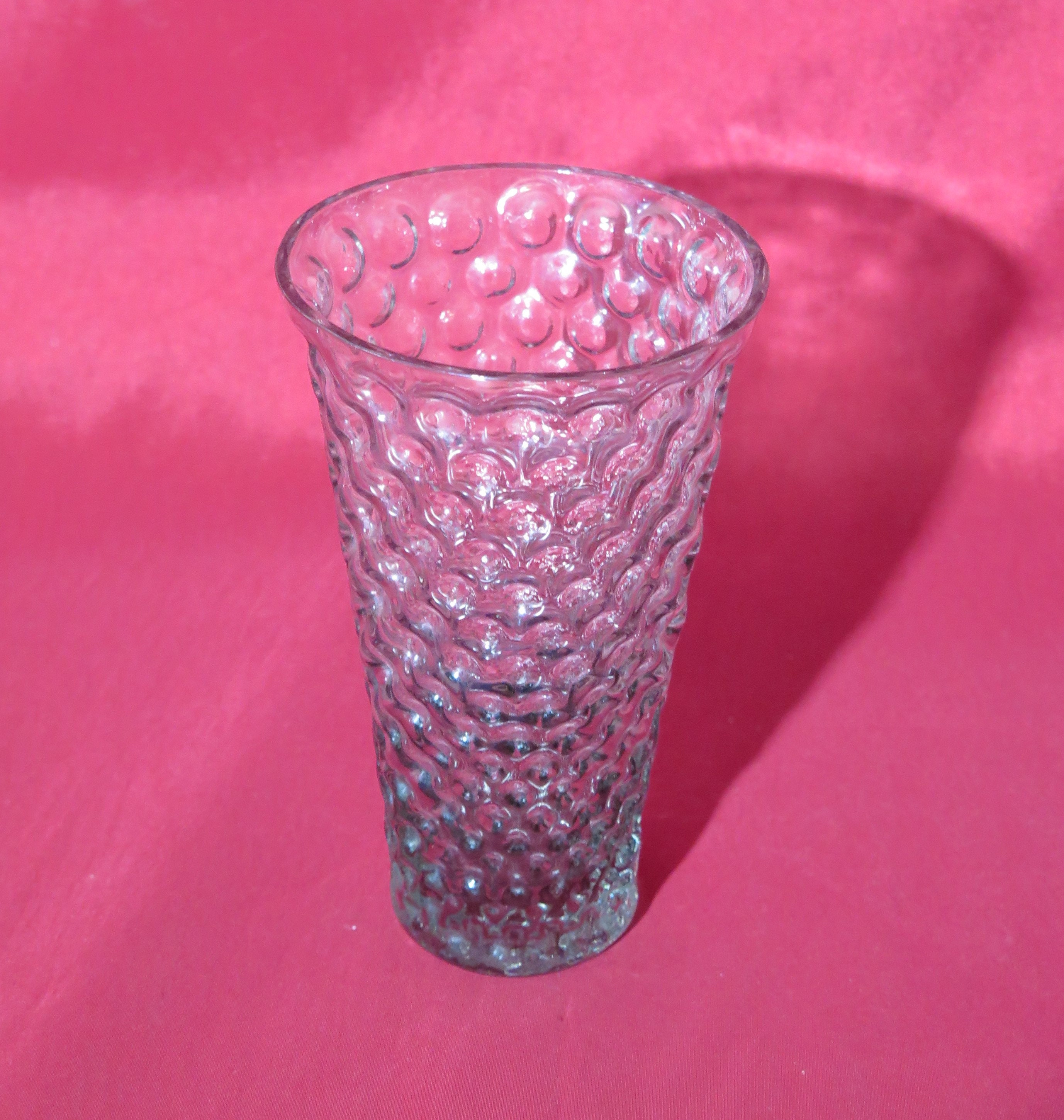 Vintage Glass Vase With Bubbles Patern Transparent Grey/black Color 70 ...