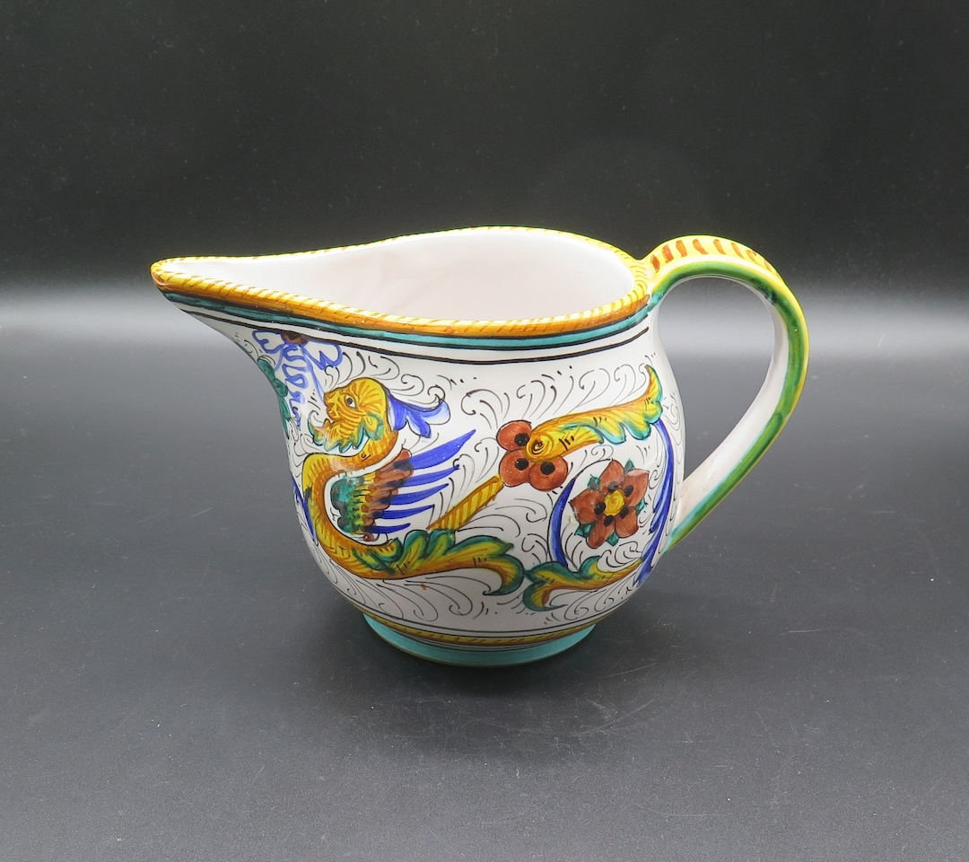 Vintage SANTUCCI DERUTA PITCHER Made in Italy. Italian Pottery Pitcher ...