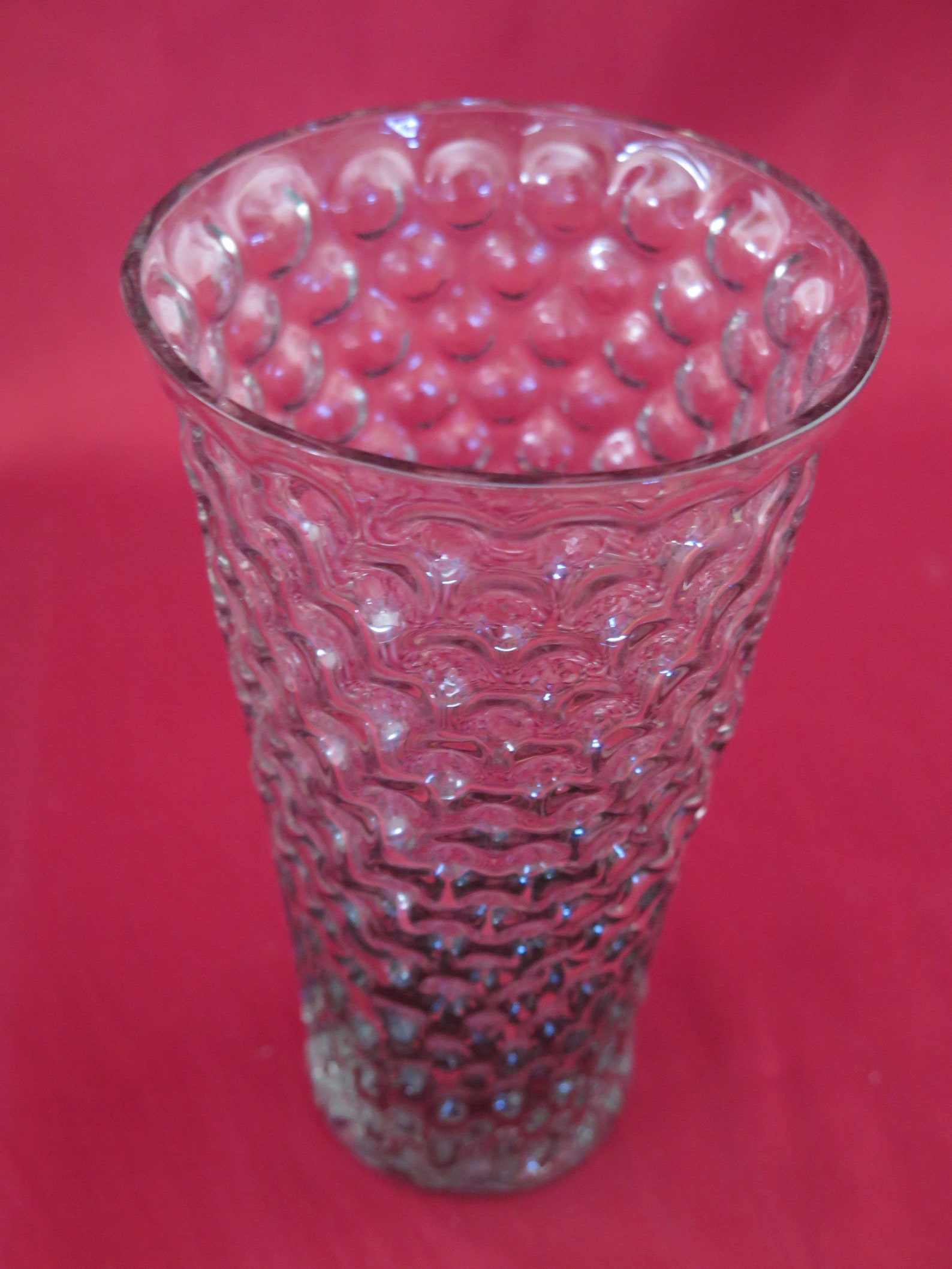 Vintage Glass Vase With Bubbles Patern Transparent Grey/black Color 70-90s - Etsy