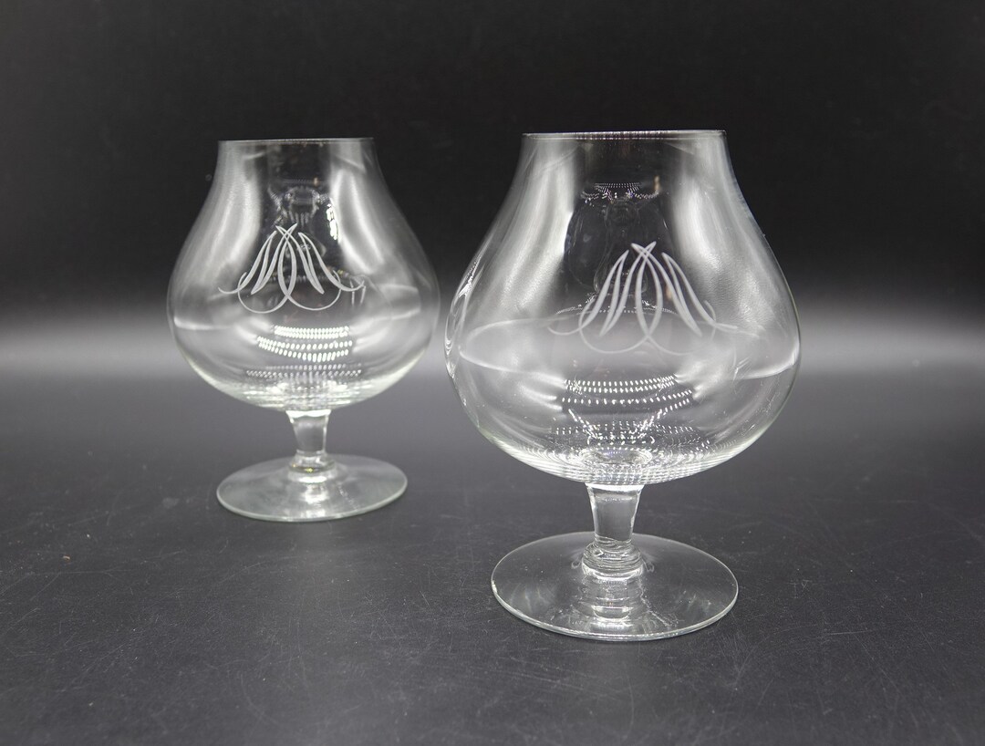Set of 2 Vintage Cognac Brandy Snifter Glass With MM Engraved On. Most ...