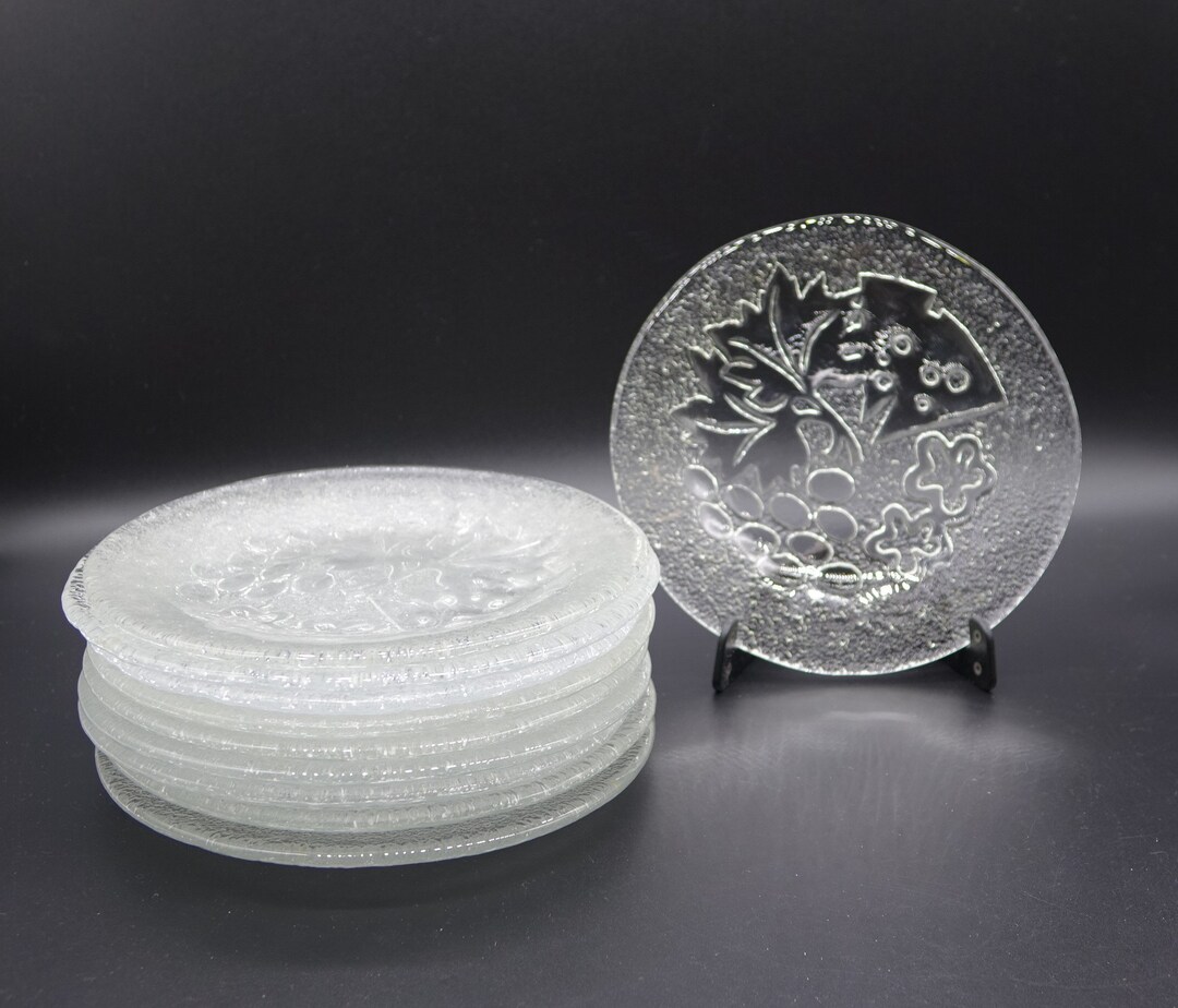 Vintage Pukeberg Sweden Dessert / Cheese Thick Textured Glass Plates. 2 ...