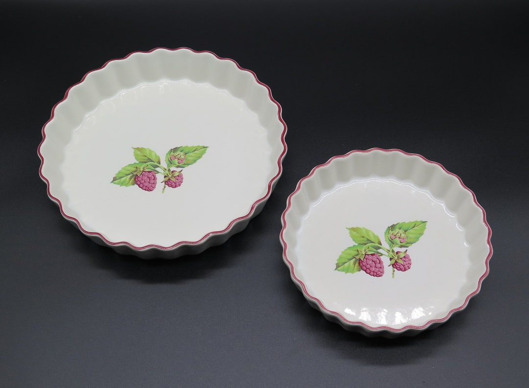 Set of 2 Vintage Ceramic Raspberry Pie Pan / Baking Dish Made in Japan ...